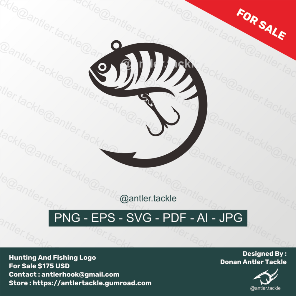 Bait Lure Fish Hook Fishing Logo Designed By Donan Antler Tackle