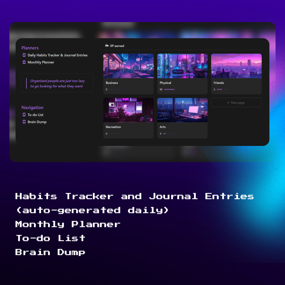 Simple Aesthetic Life Planner/ Gamified Goals Tracker
