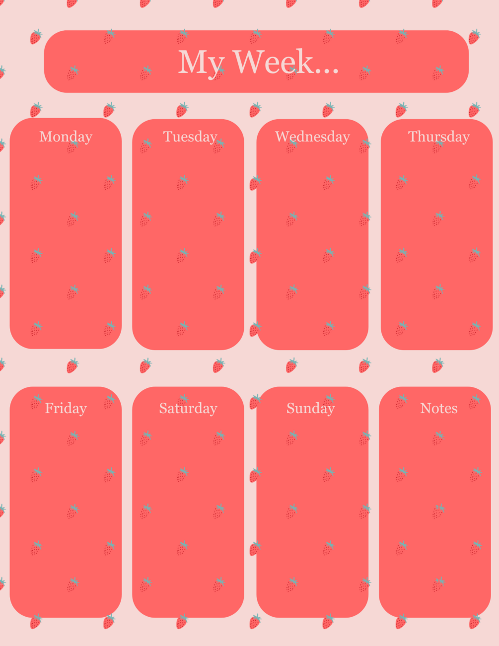 🍓 Strawberry Weekly Planner