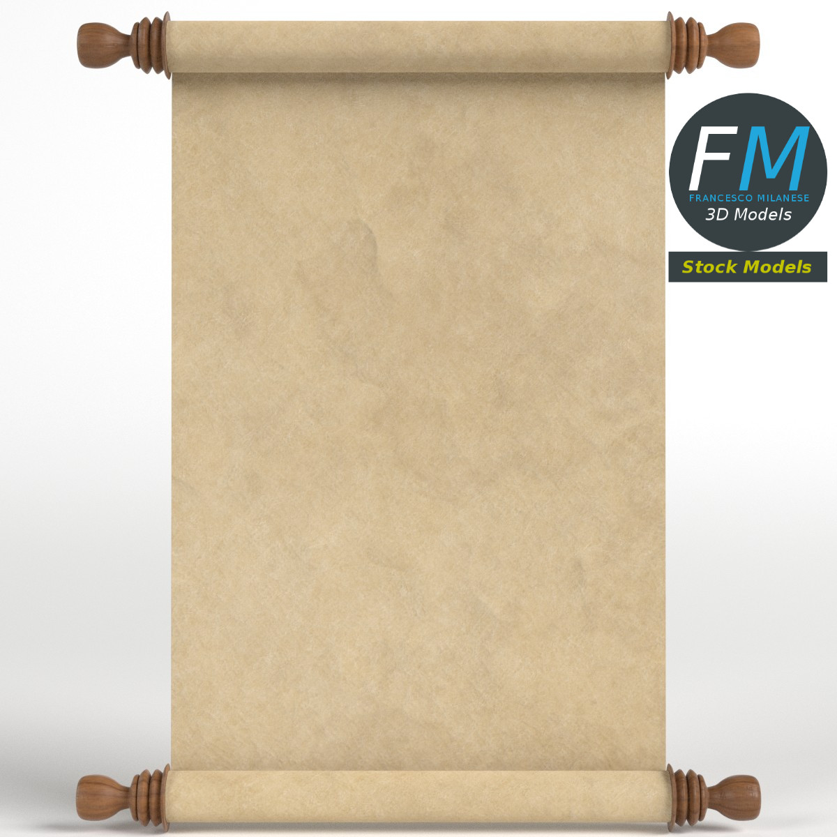 3D MODEL - Parchment or paper scroll