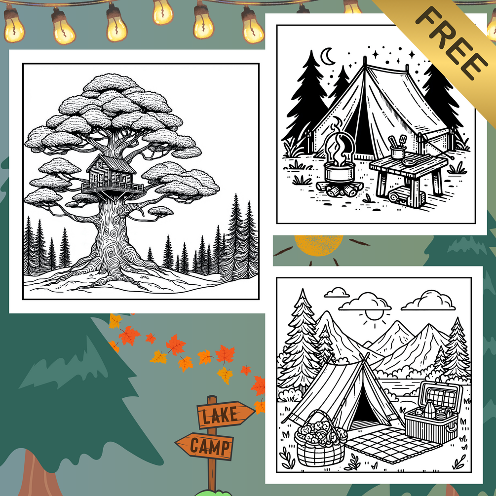 FREE 3-Page Sampler-- The Great Outdoors: Camping Coloring Book