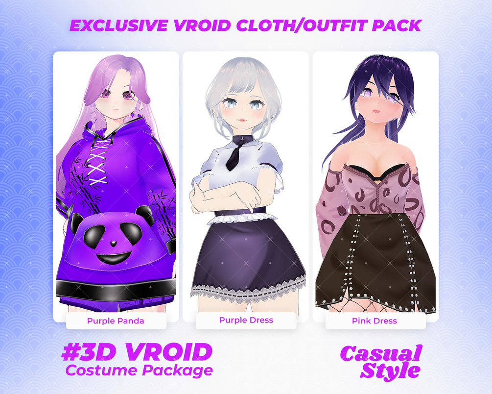 VRoid Clothing Pack, 3D Casual Outfits, Fashion Set, Streamer Style ...