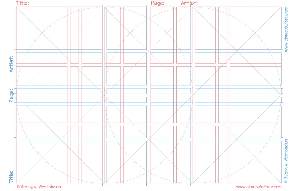 FREE Comic Page Layout Templates With Golden Ratio Layer For Procreate PhotoShop PNGs