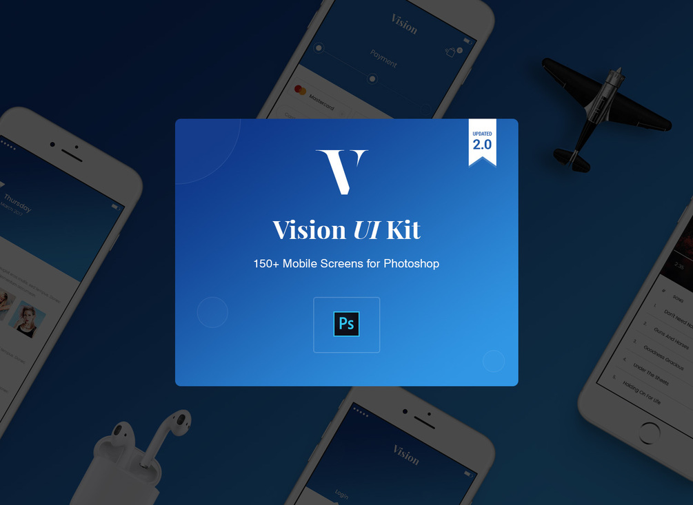 Vision Mobile UI Kit for Photoshop - Ver 2.0