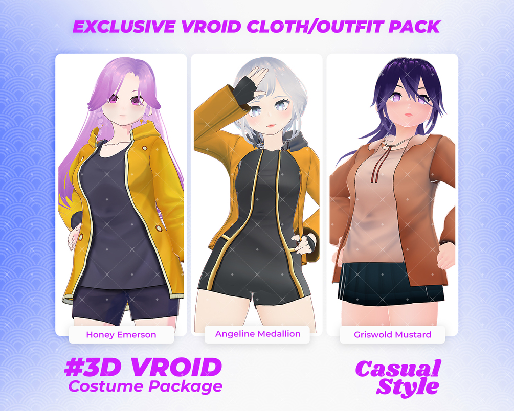 Enchanted Wardrobe Trio of Fantasy Outfits for Vroid Attire Collection ...