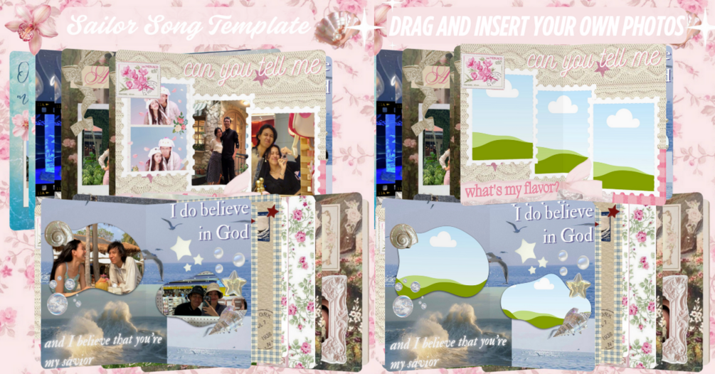 "Sailor Song" Couple Canva Template | Editable Lyric Frame for Lovers