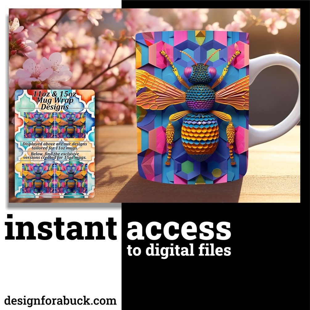 Captivating bees, bee Designs, 11oz, 15oz mug wrap design, 300dpi png ...