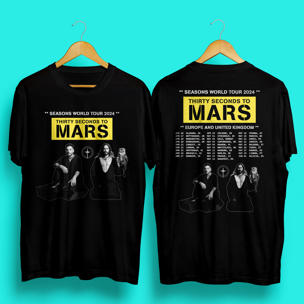 THIRTY SECONDS TO MARS SEASONS WORLD EUROPE TOUR 2024, THIRTY SECONDS TO MARS TOUR,UNISEX TEE SHIRT