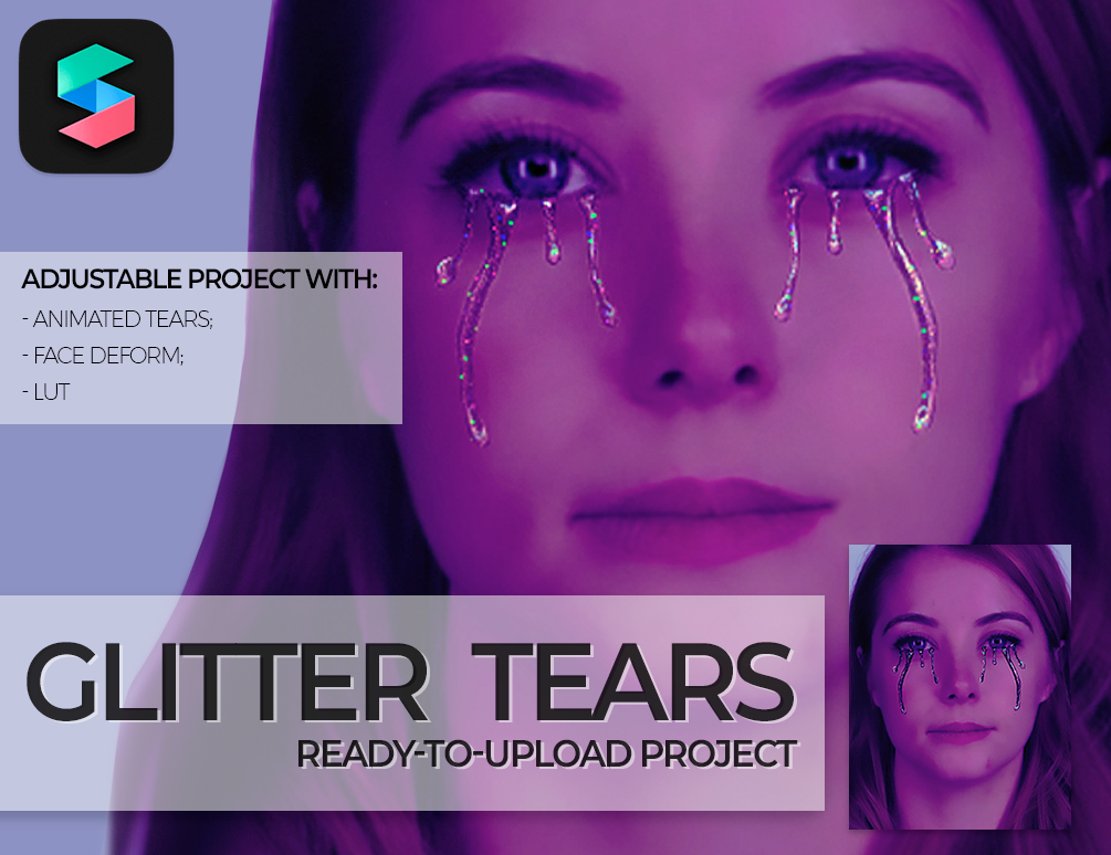 'Glitter Tears' effect for Instagram - ready to upload (Spark AR) / customizable project ...