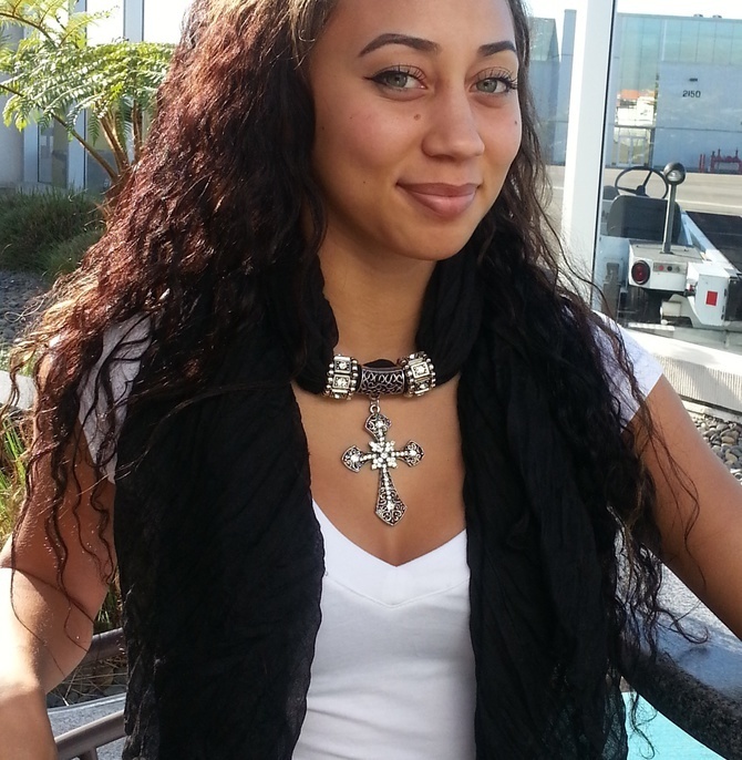 The Black Significant Silver Cross Scarf