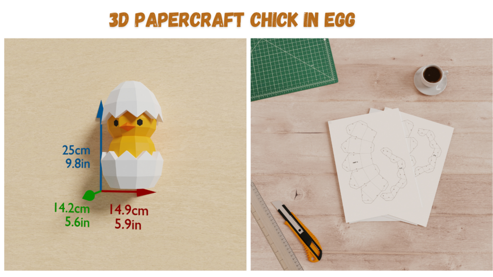 3D Papercraft Chick in Egg