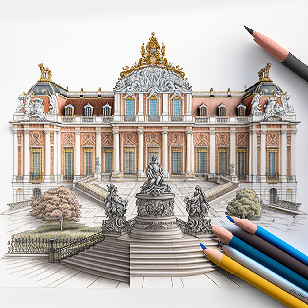 coloring book : The Palace of Versailles in Versailles, France