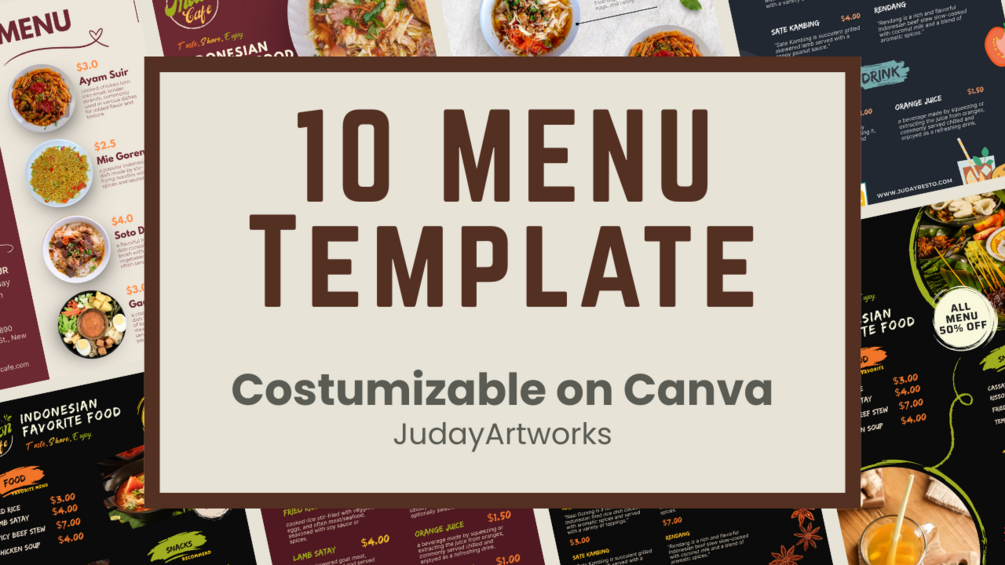 Elegant Portrait Menu Template for Canva