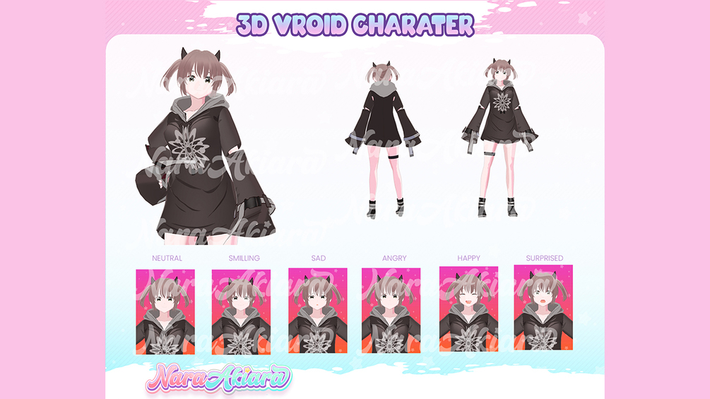 3D Vroid Character Design Horn Head Anime Girl Ready for Streamer
