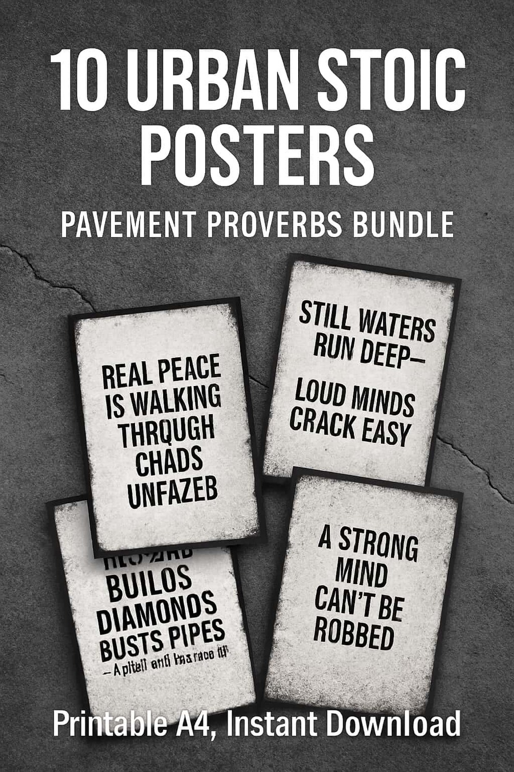 10 Printable Urban Stoic Posters-Pavement Proverbs Bundle