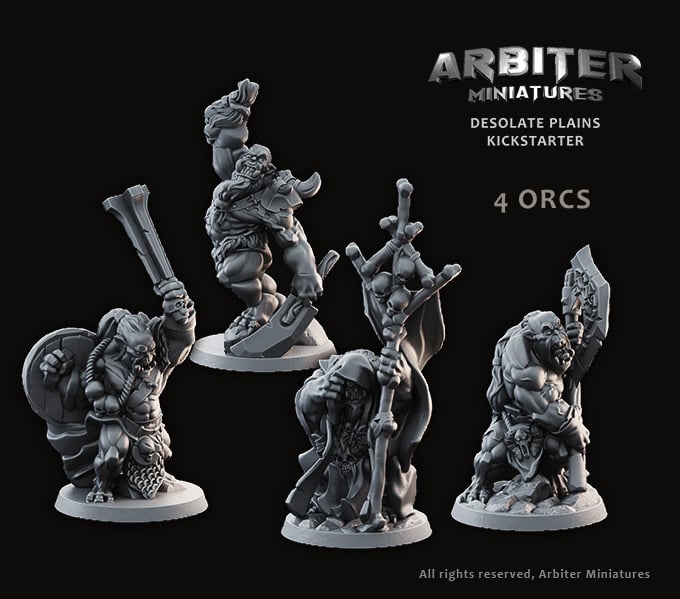 4 Orcs, miniatures for supportless resin and fdm 3d print (copy)