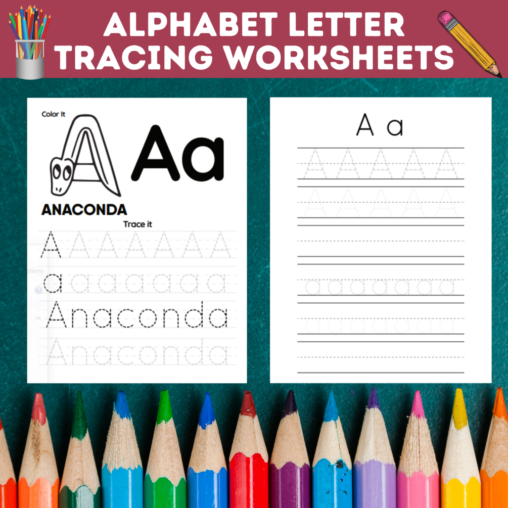 52 Printable Animal Alphabet Letter Tracing Worksheets, Animal Alphabet ...