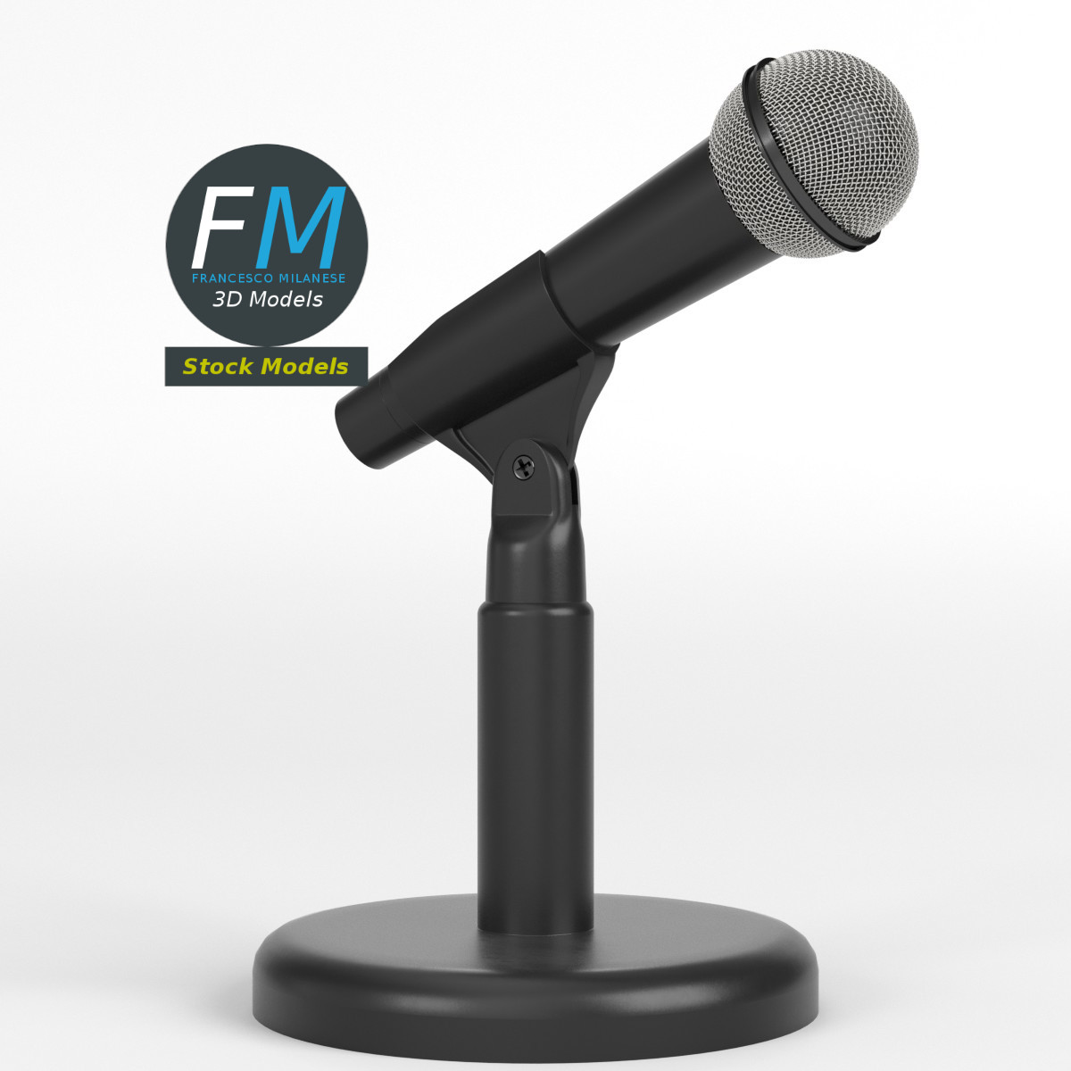 3D MODEL - Microphone on desktop round stand