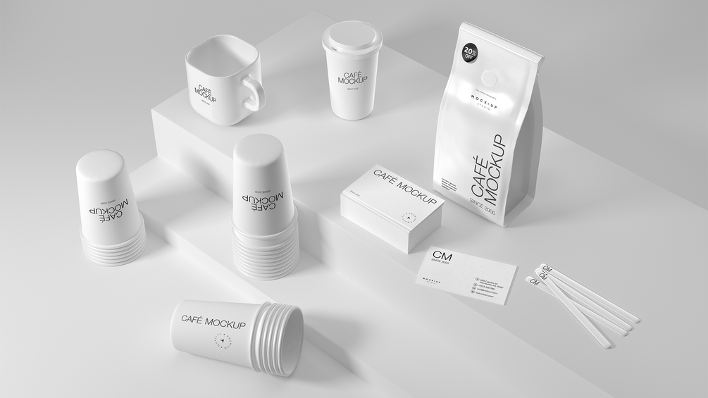 White Coffee Packaging Mockup