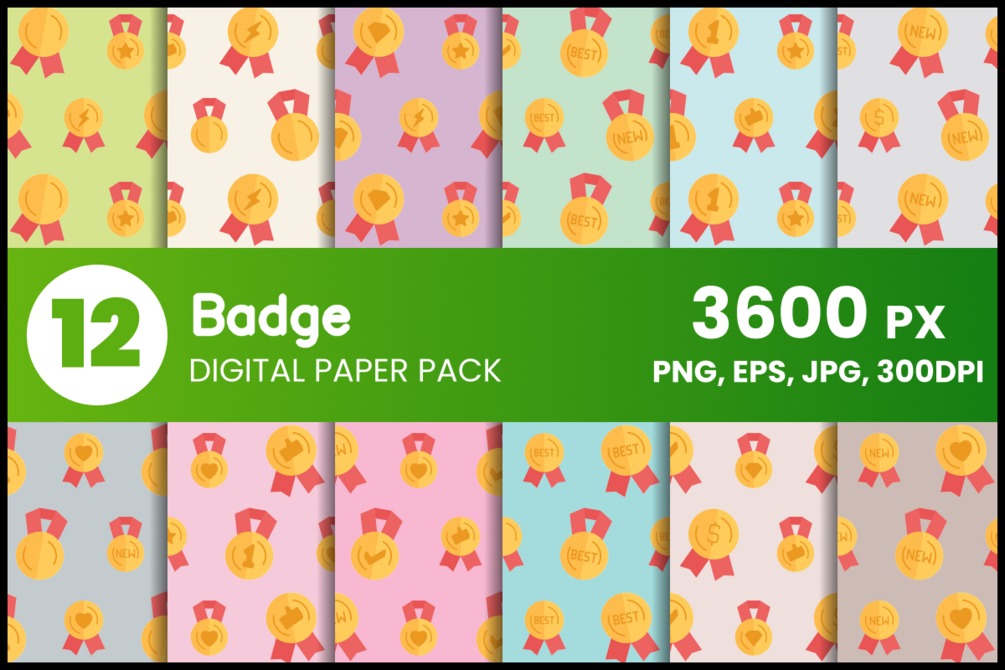 Badge 12 Digital Paper Set