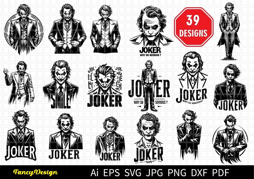 Joker SVG Bundle, Comic svg Bundle, Joker Vector, Harley Quinn SVG ...