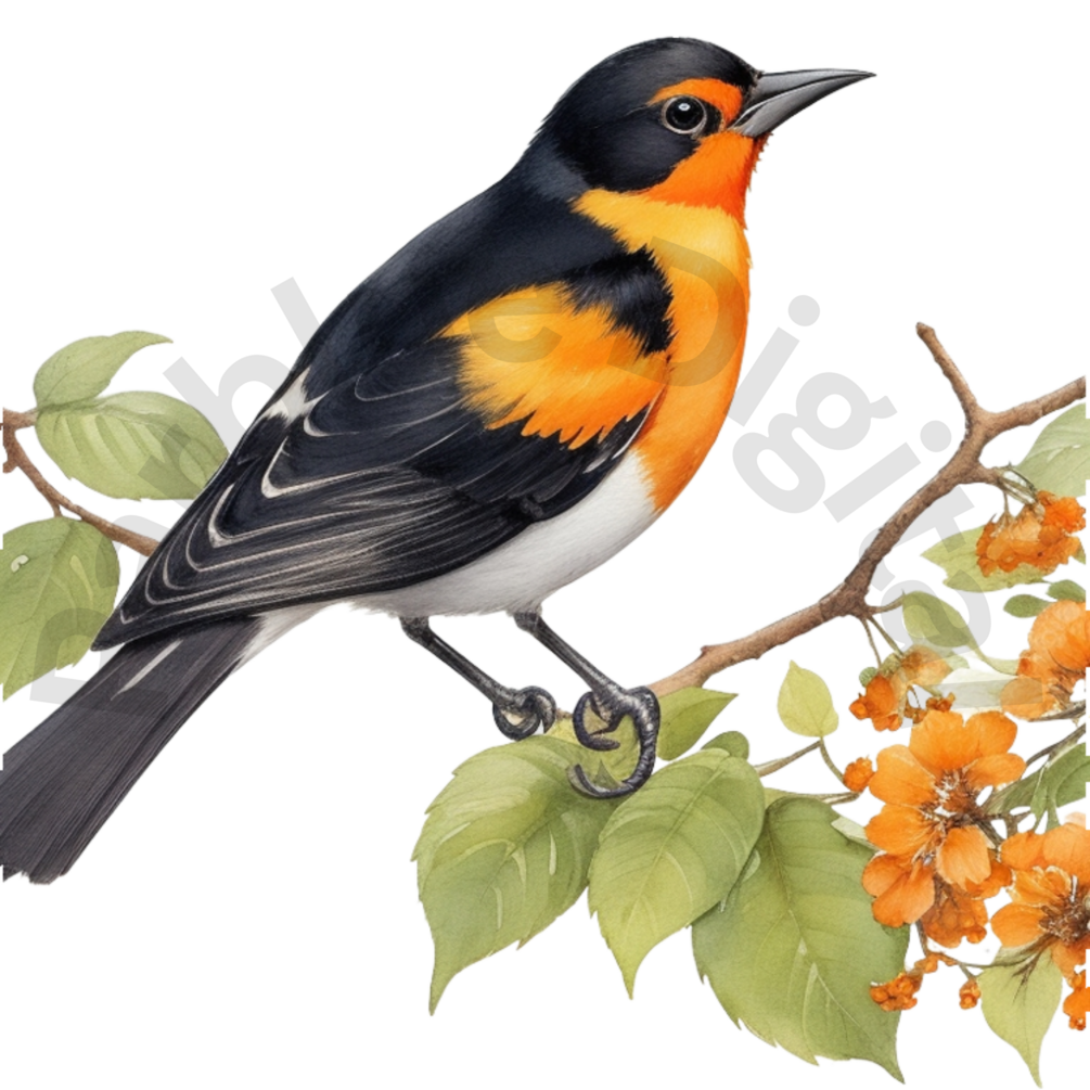 Baltimore Oriole Clip Art With Transparent Background | Digital ...