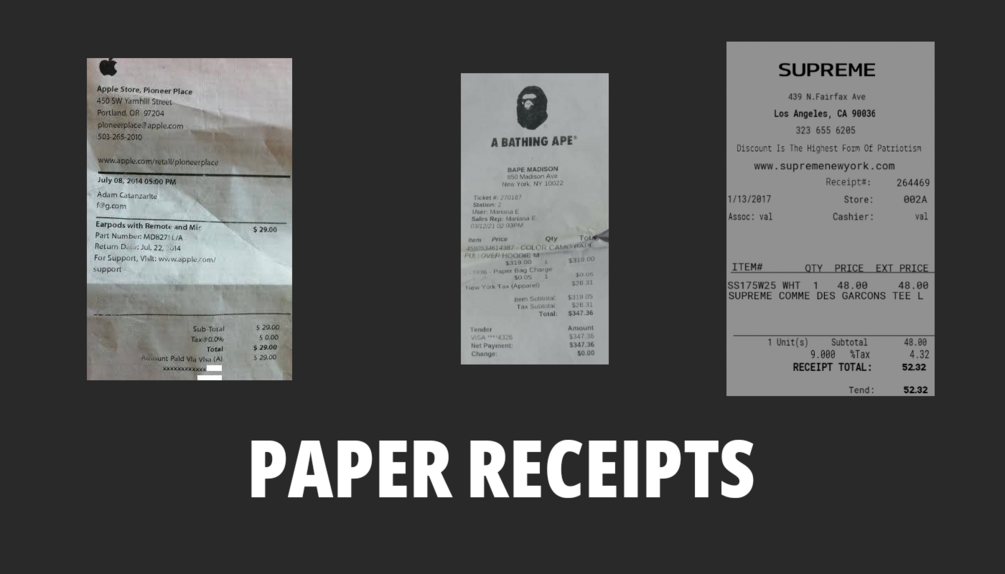 Paper Receipt (Lifetime)