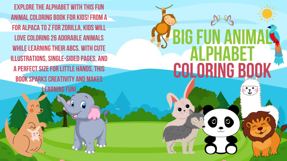 Big fun animal alphabet coloring book
