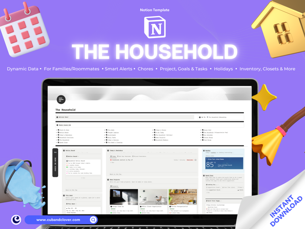 Notion Template | The Household | Notion Planner, Notion Dashboard ...