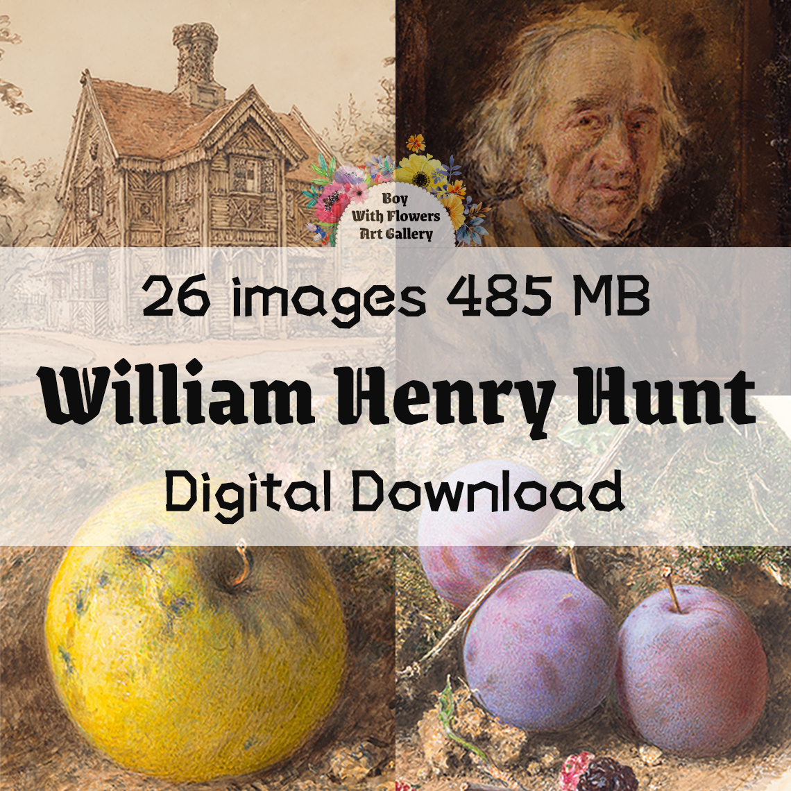 26 digital images of William Henry Hunt paintings, people landscape ...
