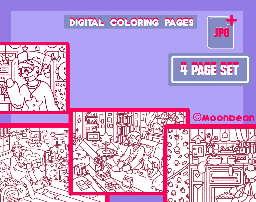 Moonbean´s Coloring Pages Ver. Kawaii Cozy Lifestyle