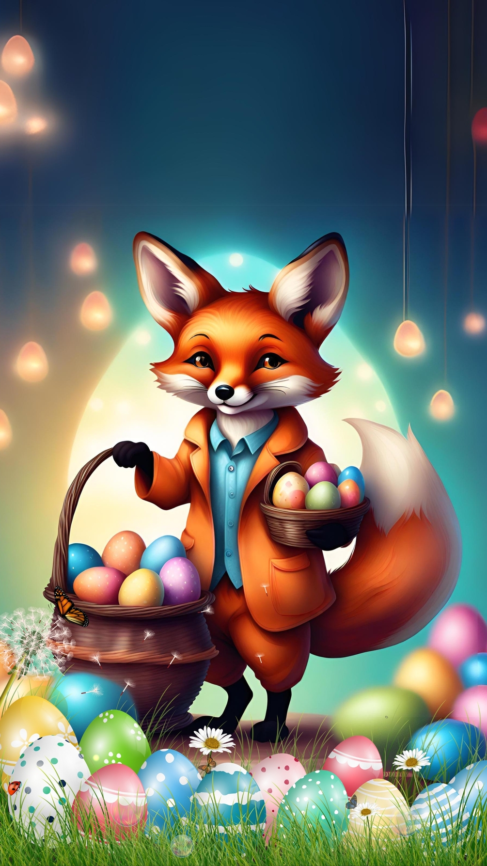 Easter Fox Phone Wallpaper