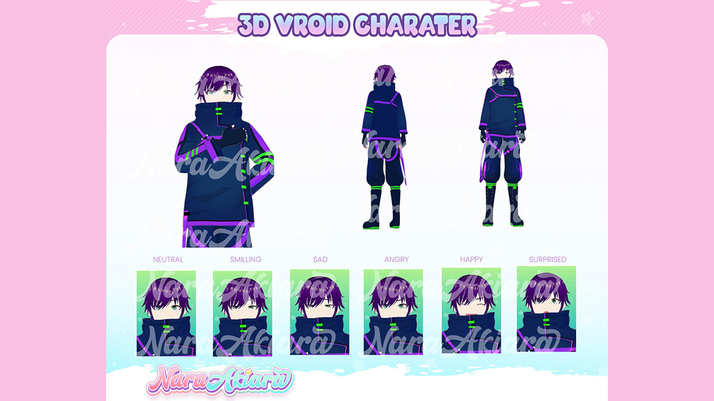 Inumaki Cyberpunk Anime Male Ready 3D Vroid for Streamer
