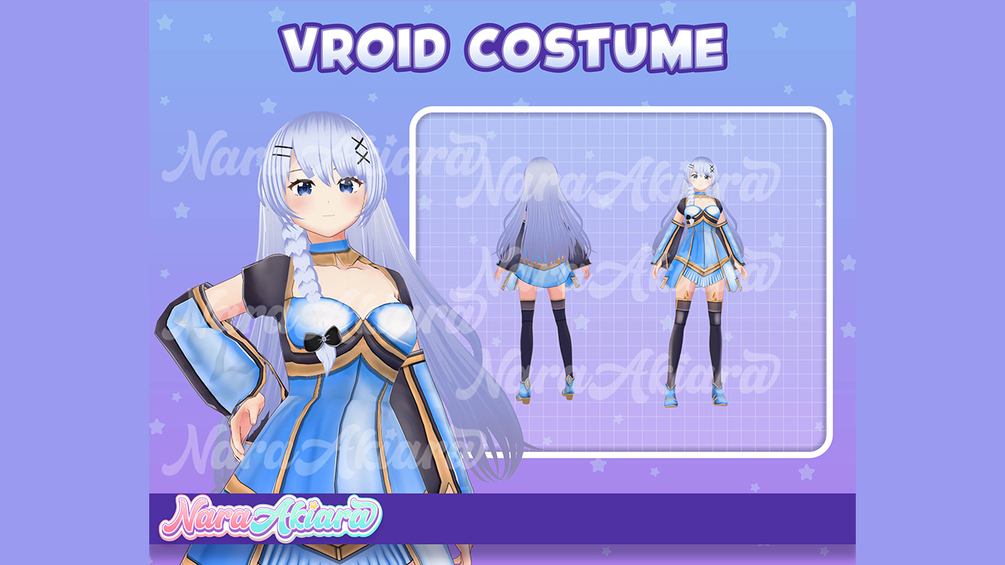 Show Your Style with 3D Vroid Clothes Elegant Blue Dresses with Long ...