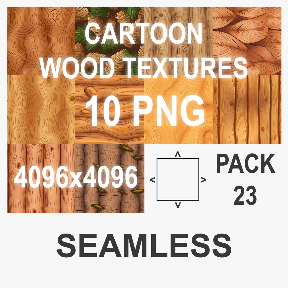 Cartoon Wood Textures Pack 23 - 10x PNG