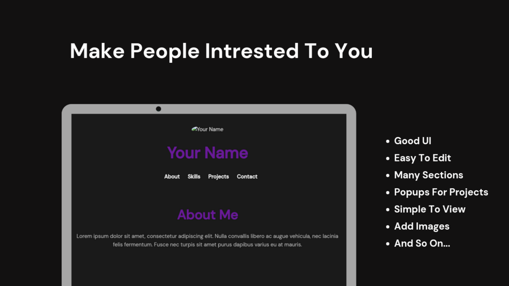 Minimalist Portfolio Website Template with Popups and Contact Form