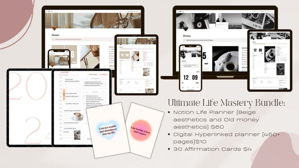 Ultimate Life Mastery Bundle: Notion Life planner, Digital hyperlinked ...