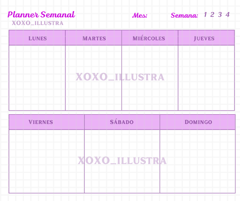 PLANNER SEMANAL 3 VER morado/purple (cuadros, blanco y morado)