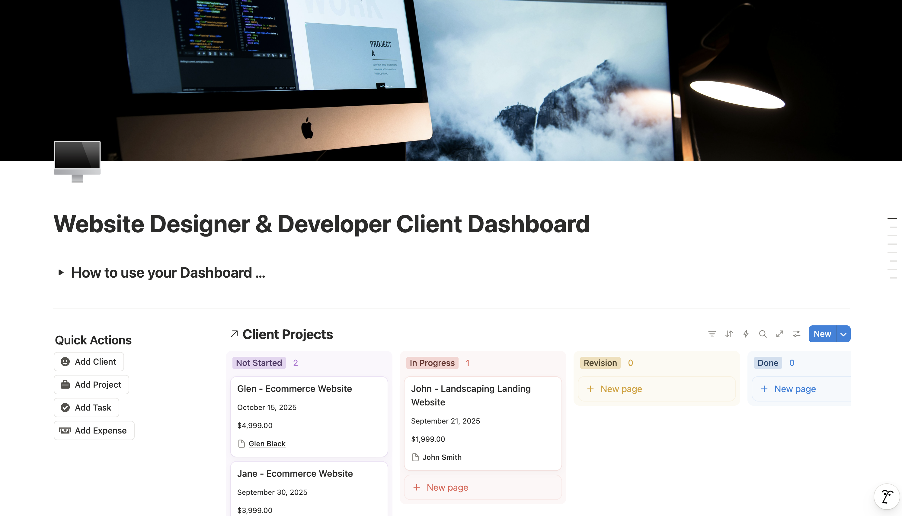 Freelance Dashboard - Web Design and Development