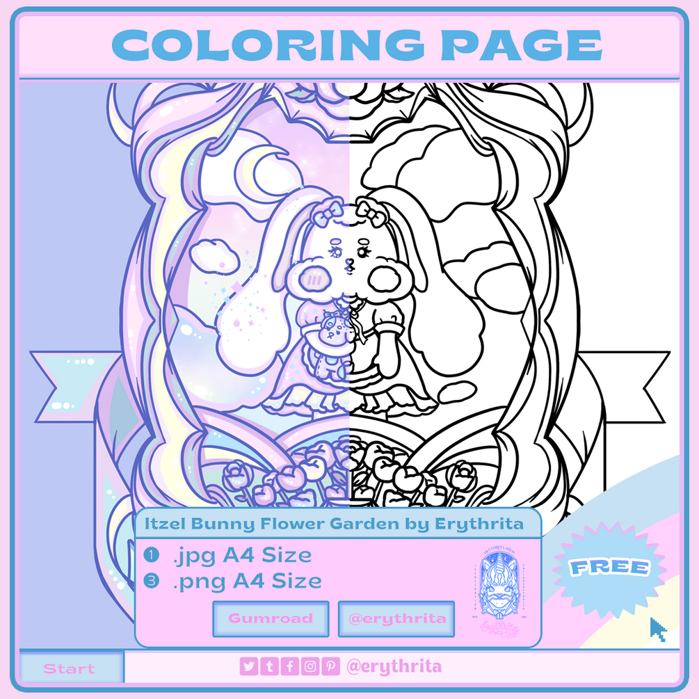 Erythrita - Itzel Bunny Flower Garden Coloring Page