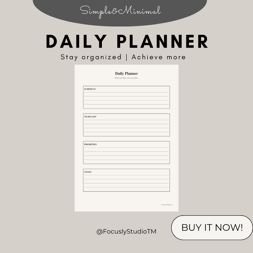 Daily Planner | Printable A4 PDF | Schedule, To-Do List, Priorities & Notes