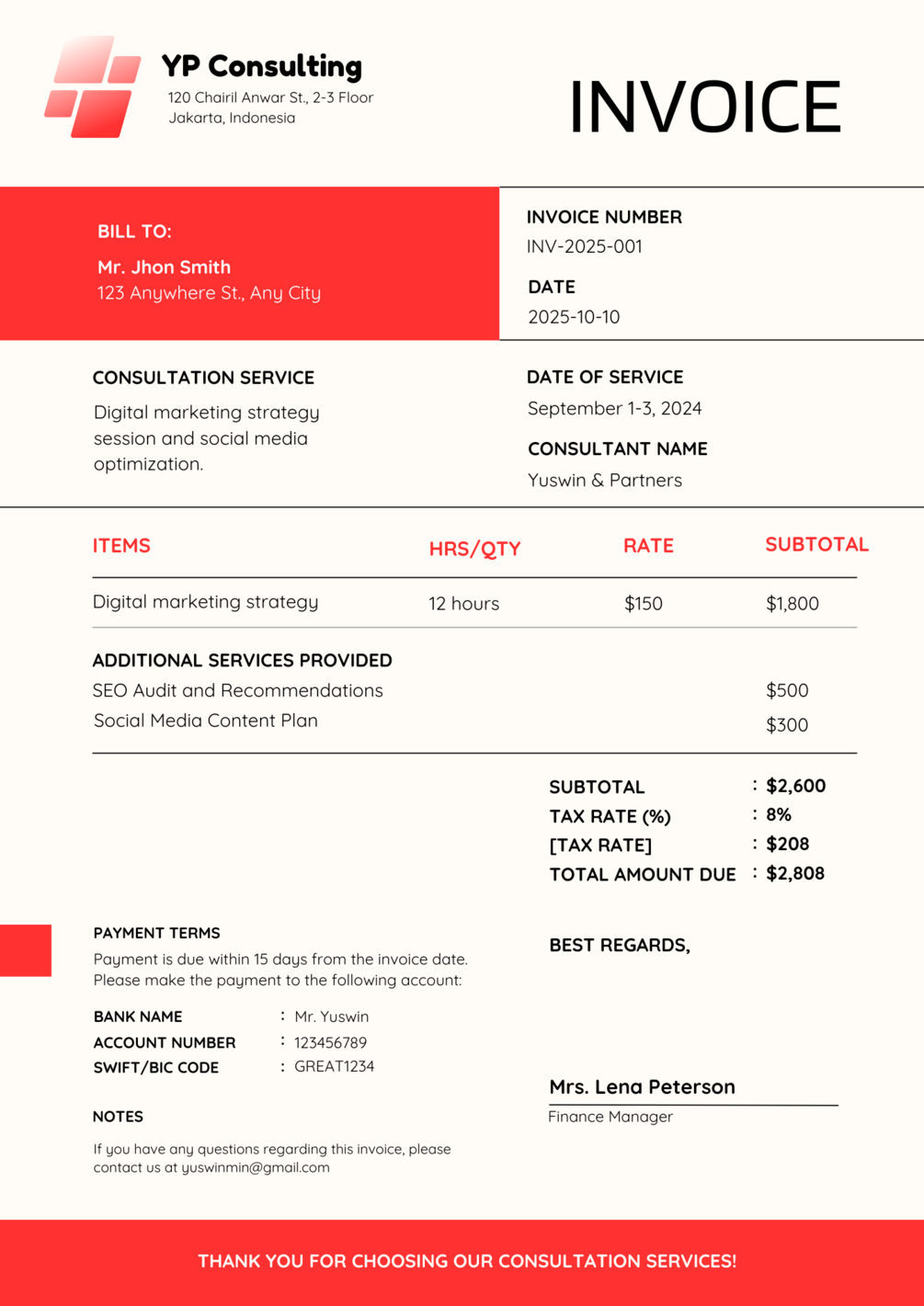 Template Invoice#1 2025