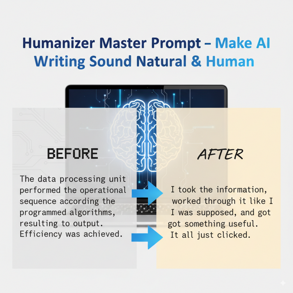 Humanizer Master Prompt – Make AI Writing Sound Natural & Human
