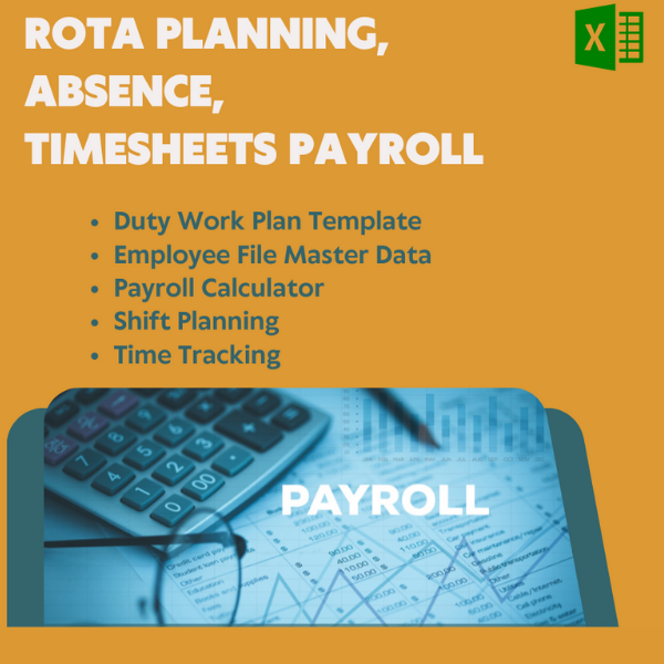 📊 Rota Planning, Absence & Payroll Excel Template – Automate & Simplify! ⏳