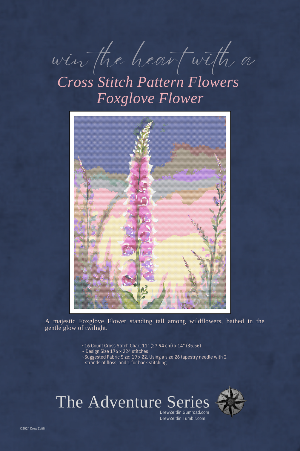 Cross Stitch Pattern Flowers Foxglove Flower