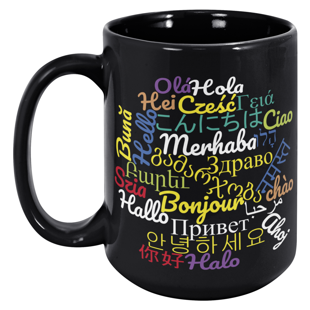 "Hello" cloud in many languages Coffee mug