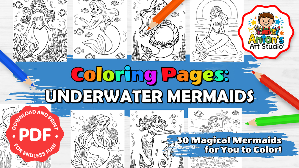 Coloring Pages: Underwater Mermaids | 30 Delightful Pages for Ocean ...