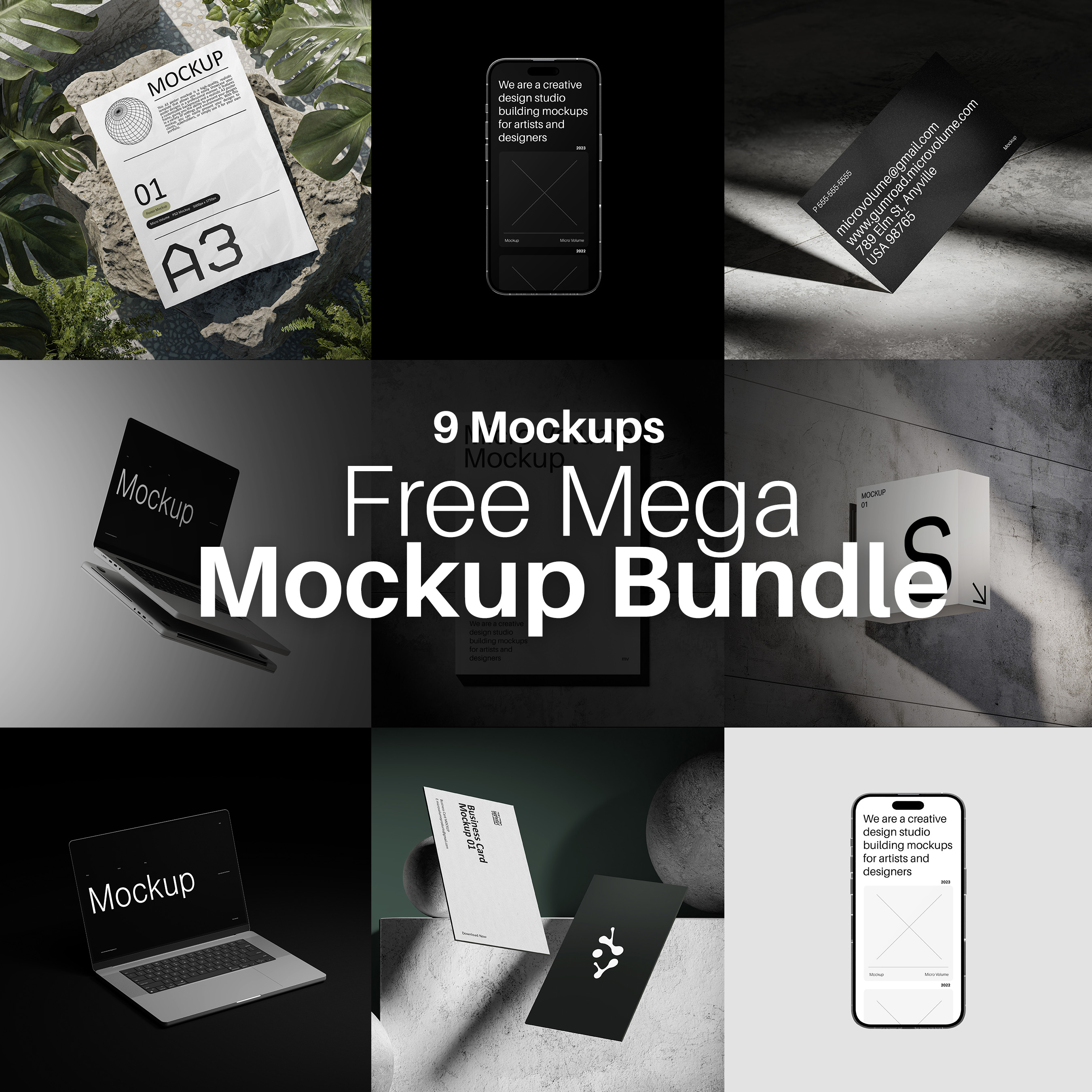 Our largest Free Mockups Bundle! (9 PSD Mockups) 🚚 - Micro Volume