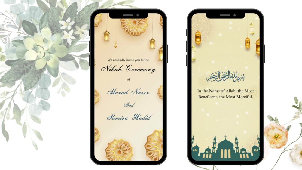 Customizable Islamic Wedding E-Invites | Editable Digital Nikah ...
