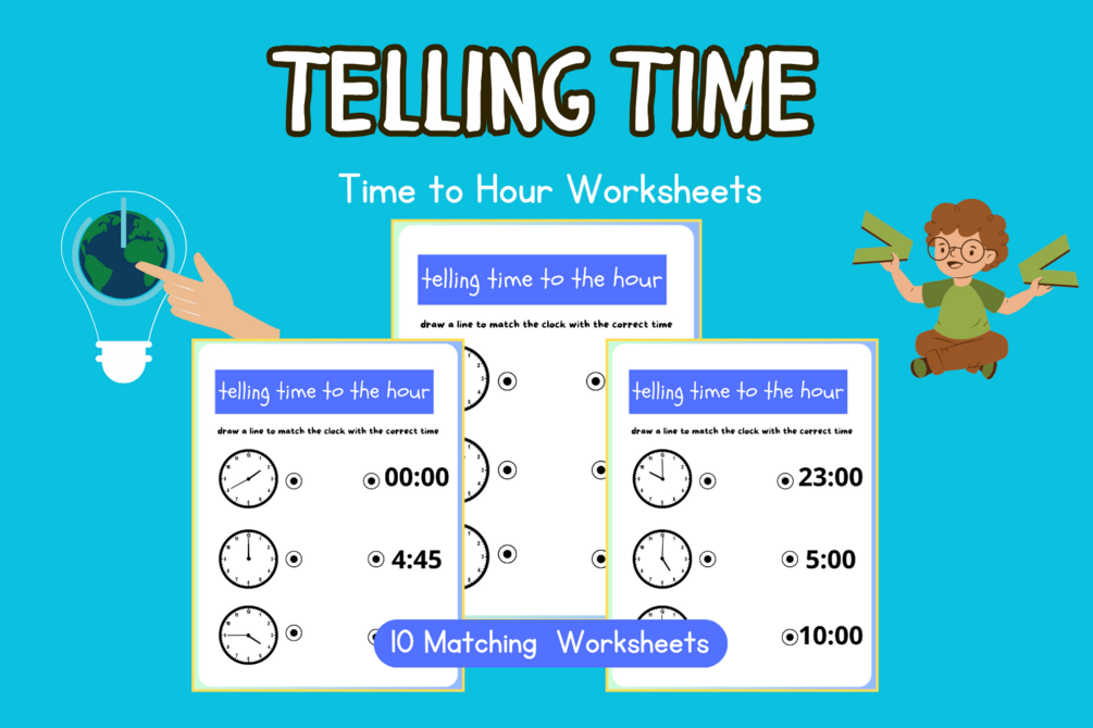 Telling Time to the Hour Matching Worksheets Packet Special Ed Math ...